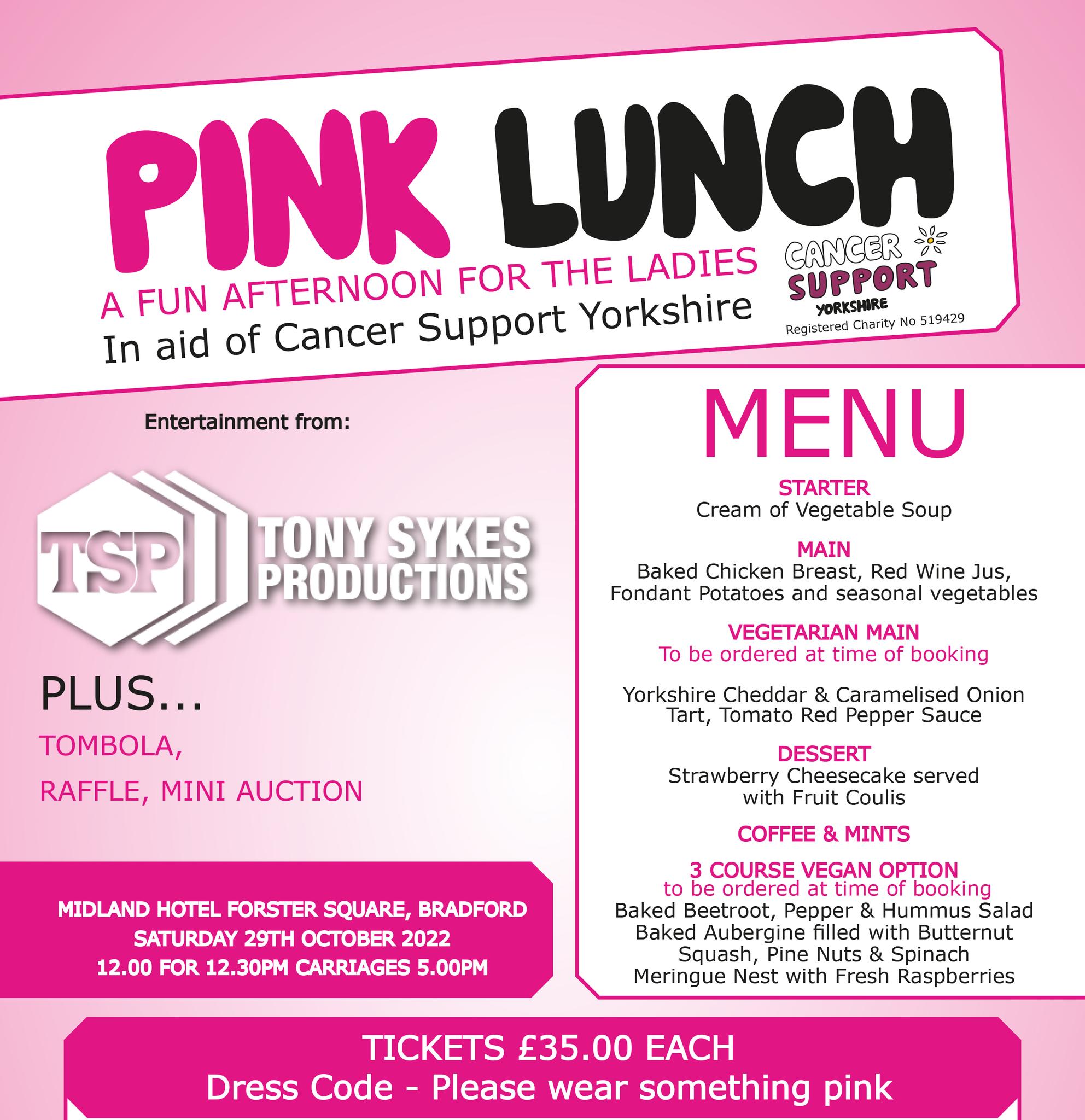 Ladies Pink Lunch – Cancer Support Yorkshire